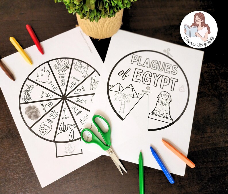 Bible Moses Plagues of Egypt Coloring Spinner Wheel - Passover Lesson ...