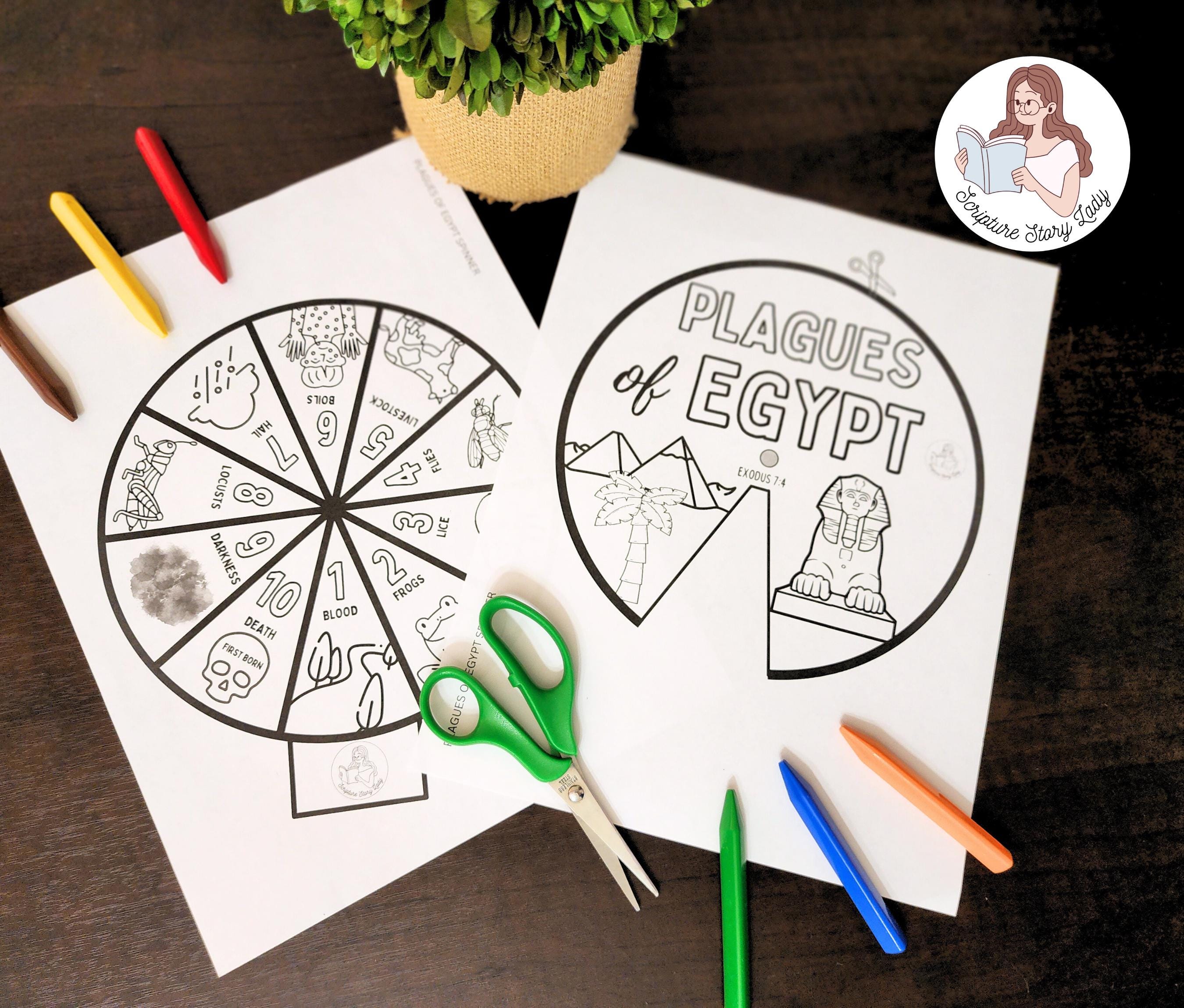 Bible Moses Plagues of Egypt Coloring Spinner Wheel - Passover Lesson ...