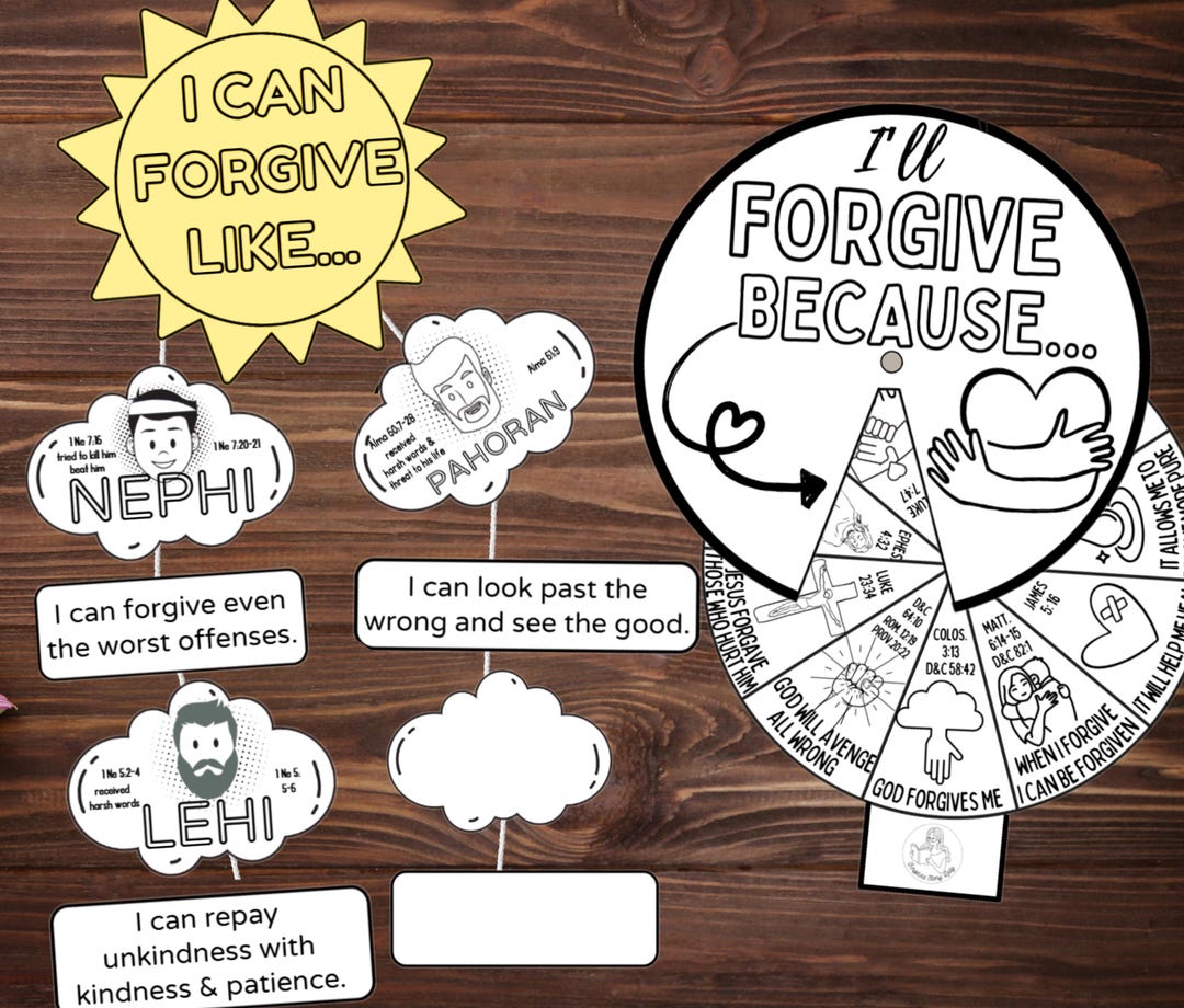 Forgiveness Mobile & Spinner Wheel Crafts, LDS Come Follow Me, Primary ...