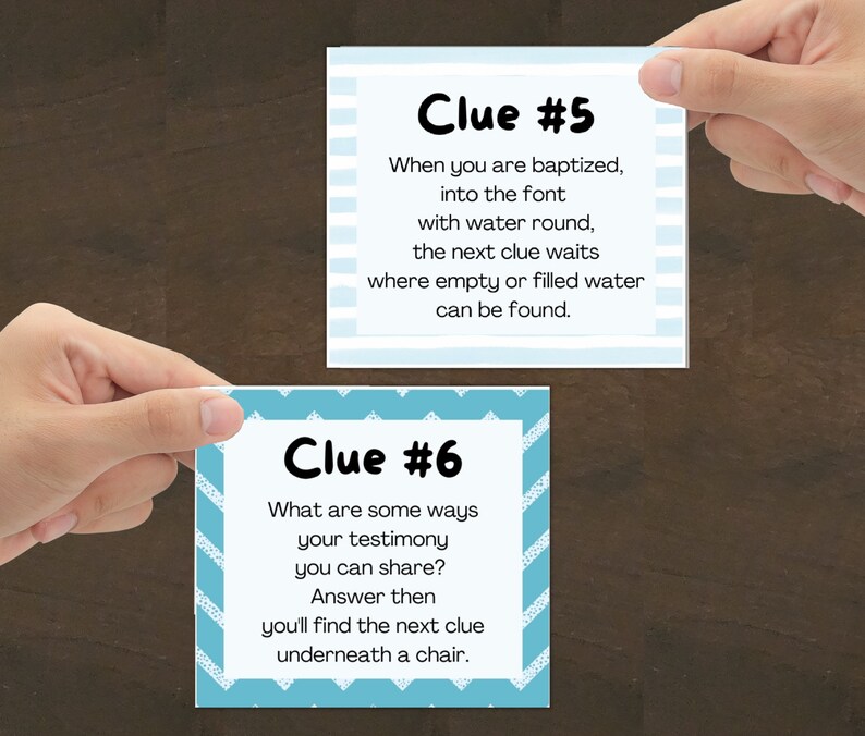 LDS Baptism Scavenger Hunt Indoor - Treasure Hunt Clue Cards - LDS ...
