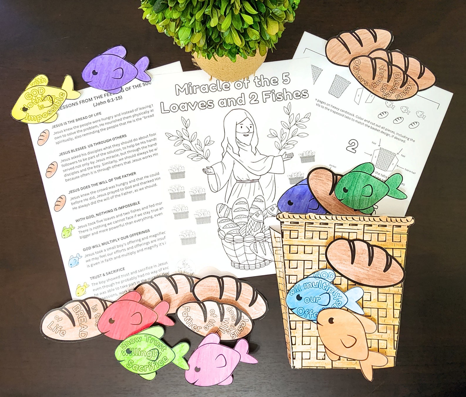 Jesus Feeds the 5000 Miracle of Loaves and Fishes Kids Bible Craft ...