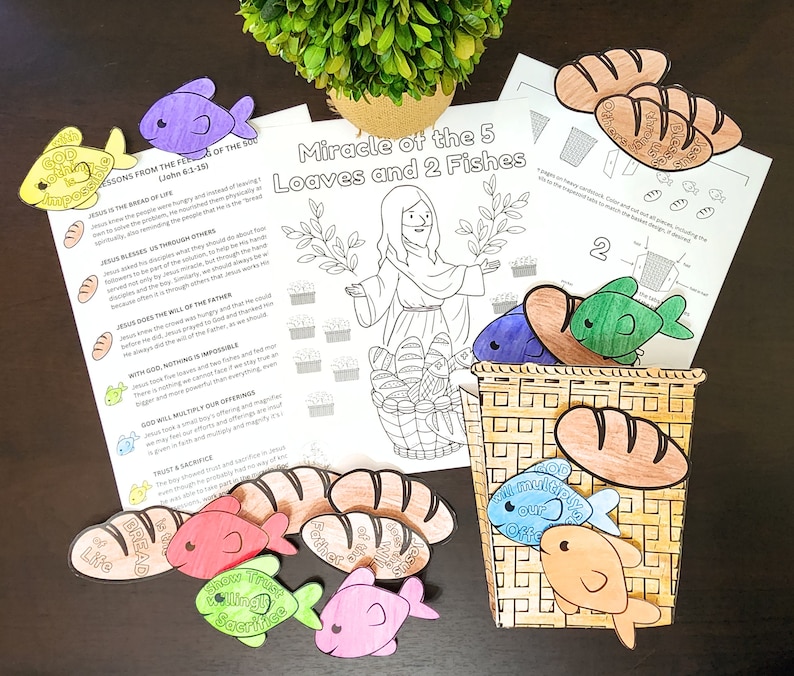 Jesus Feeds the 5000 Miracle of Loaves and Fishes Kids Bible Craft ...