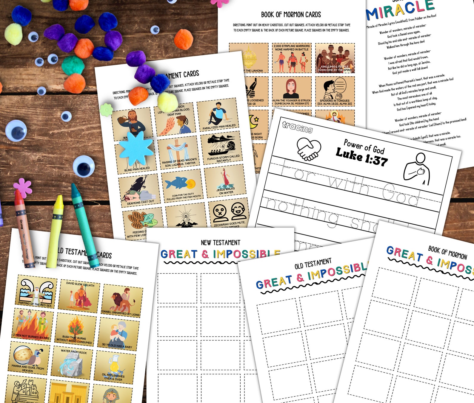 Great & Impossible Scripture Story Match Game Kids Bible Printable Luke ...