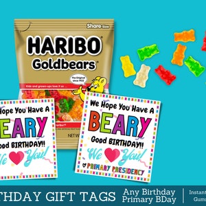 Happy Birthday Gift Tags: Any Birthday & Primary Birthday | Gummy Bear ...