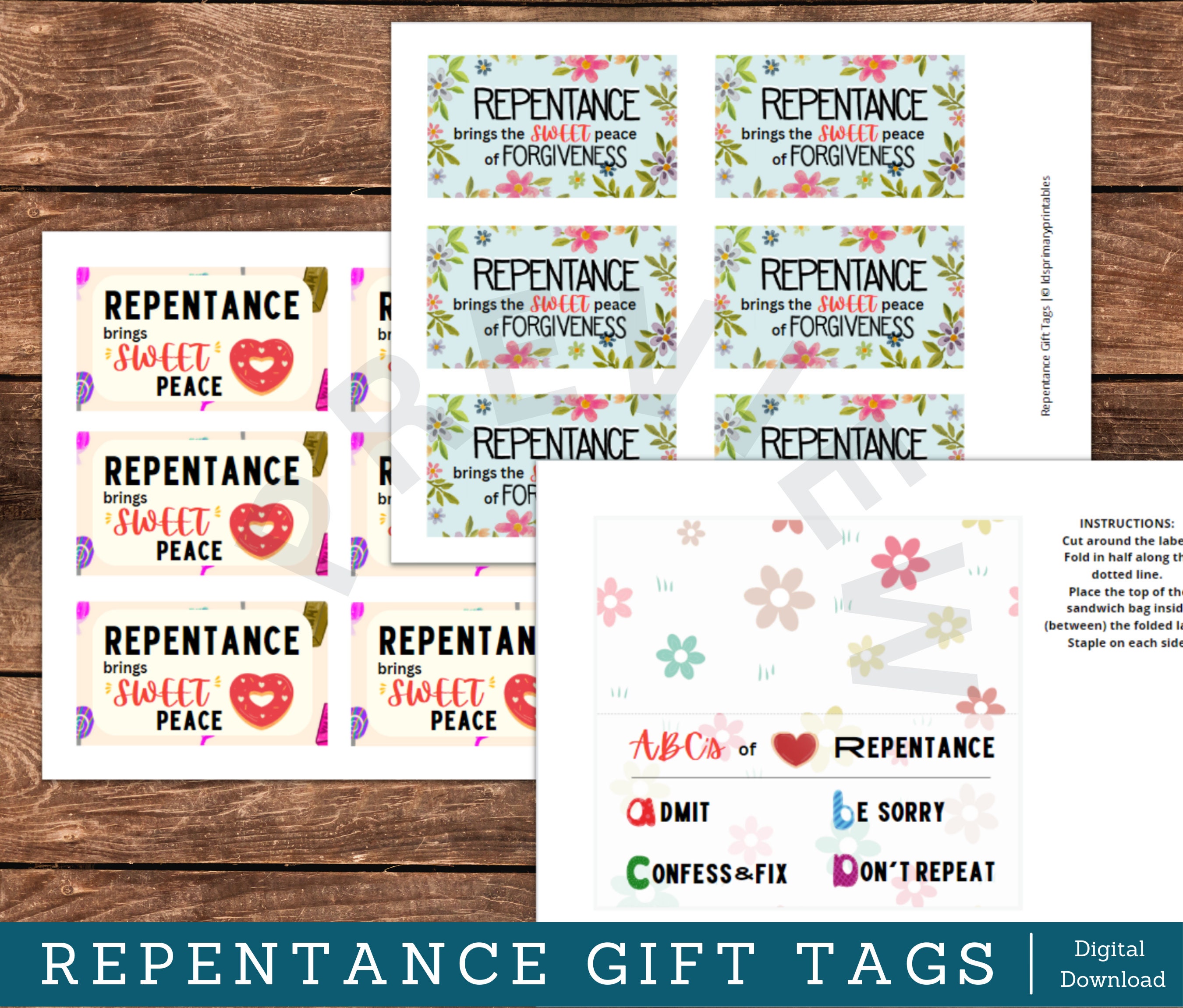 3 Repentance Gift Tags | Lesson Handout | Christian Gifts Bag Topper ...