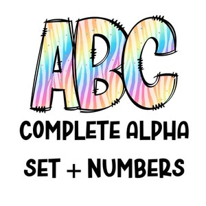 Pastel Rainbow Zebra Alpha Doodles | Doodle Letters | Lowercase ...