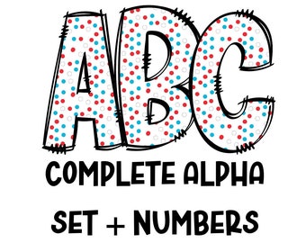 Red Blue Stripes Alpha Doodles Doodle Letters Lowercase - Etsy