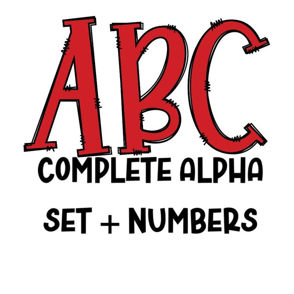 Red and Black Doodle Letters - Etsy