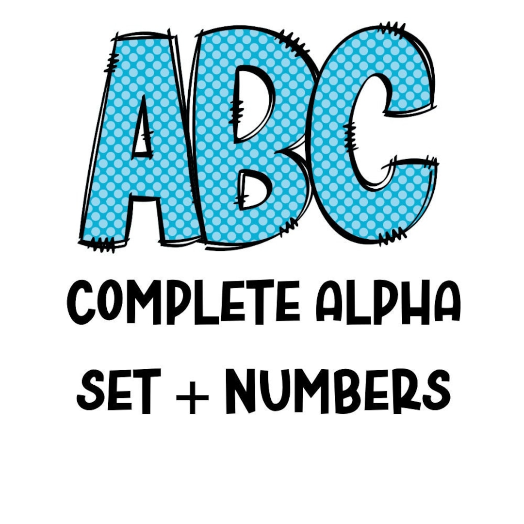 Blue Dots Alpha Doodles | Doodle Letters | Lowercase, Numbers, Capital ...