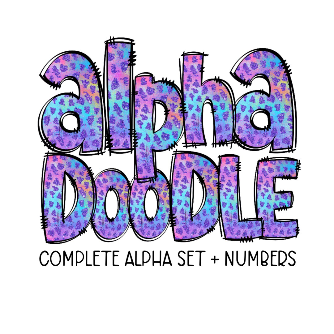 Tie Dye Leopard Glitter Alpha Doodles | Doodle Letters | Lowercase ...