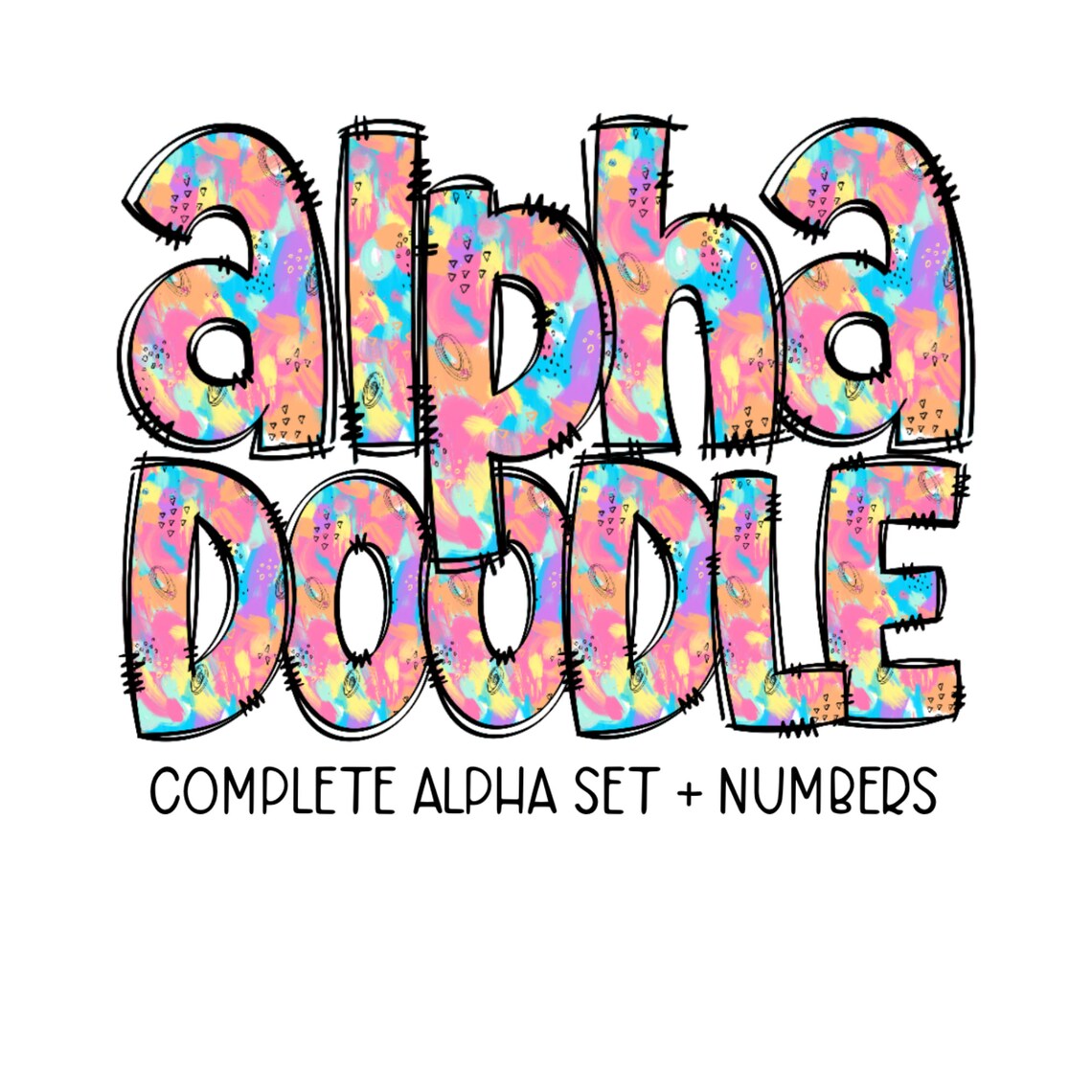 Colorful Oil Splatter Alpha Doodles | Doodle Letters | Lowercase ...