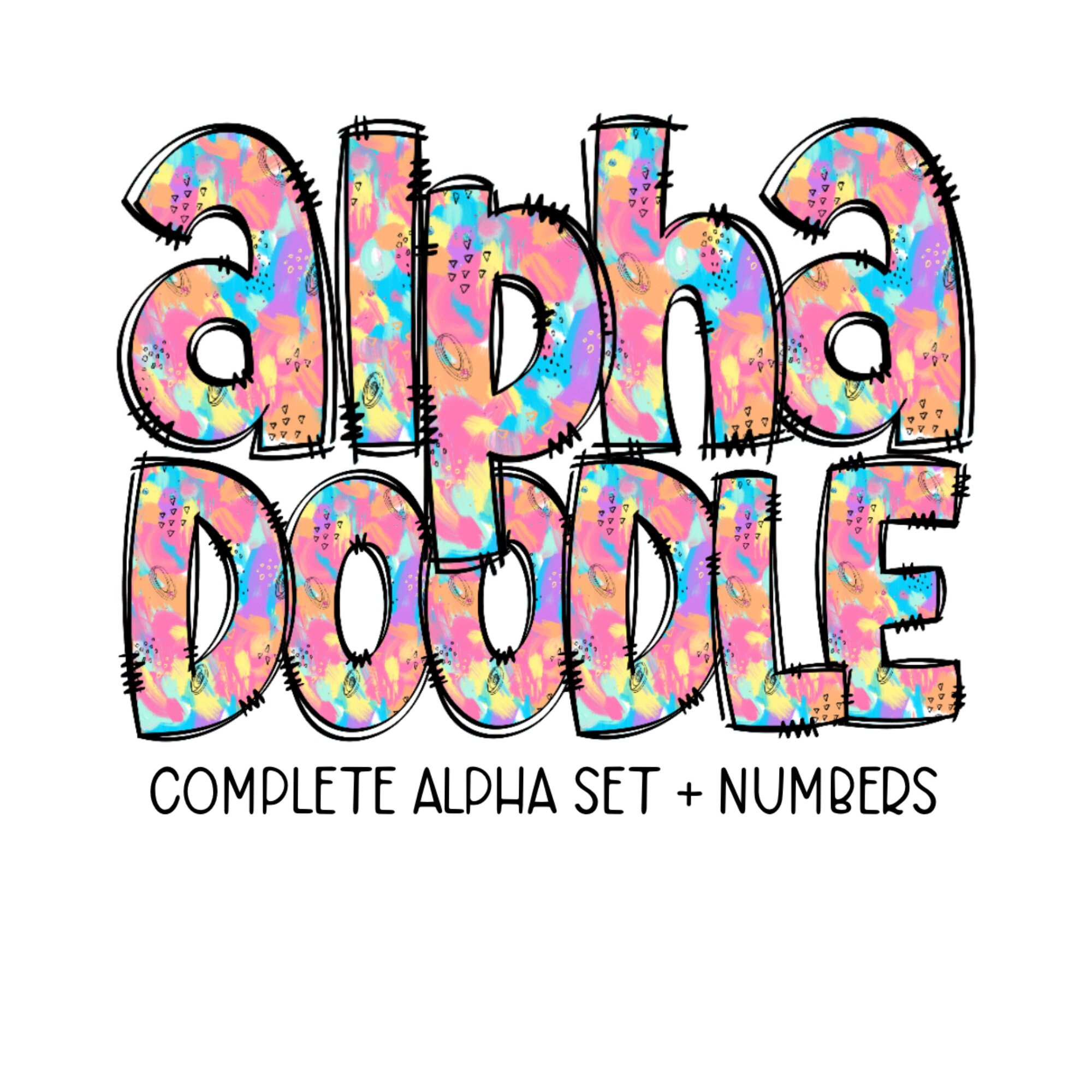 Colorful Oil Splatter Alpha Doodles | Doodle Letters | Lowercase ...