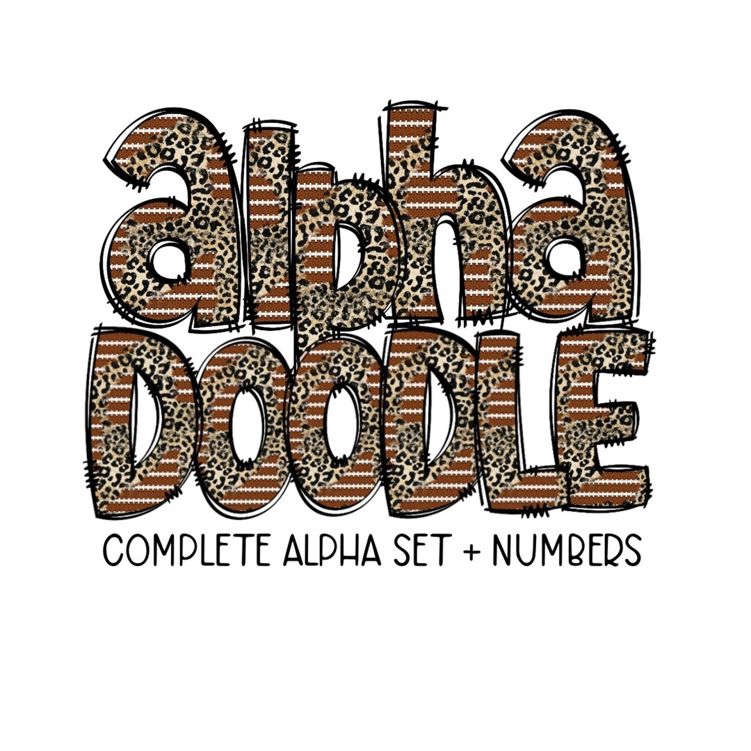 Distressed Leopard Football Alpha Doodles | Doodle Letters | Lowercase ...