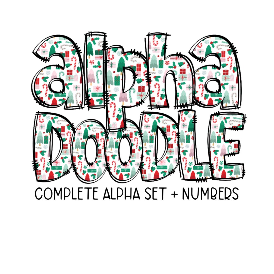Christmas Collage Alpha Doodles | Doodle Letters | Lowercase, Numbers ...