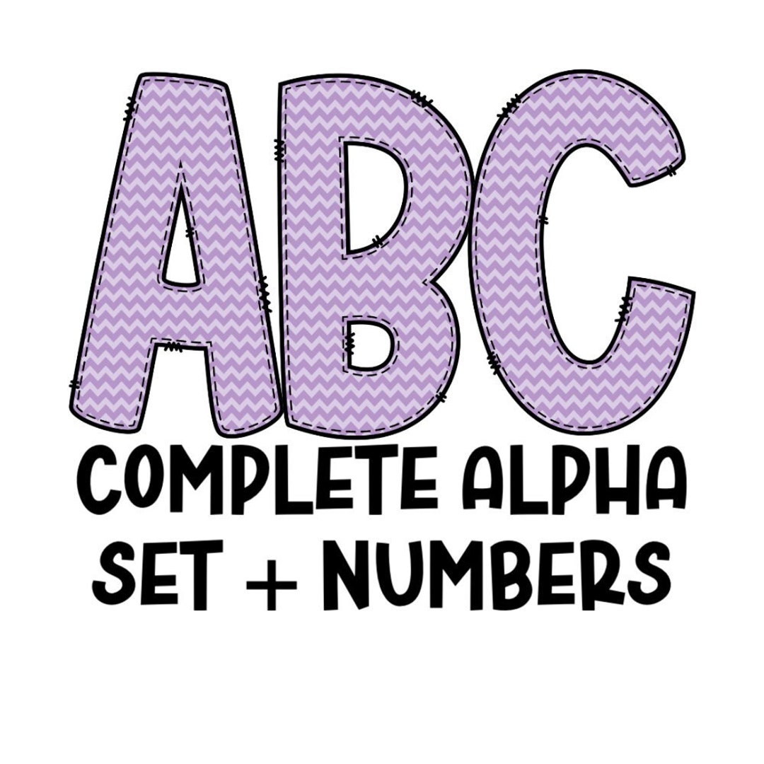 Purple Chevron Alpha Doodles | Doodle Letters | Lowercase, Numbers ...