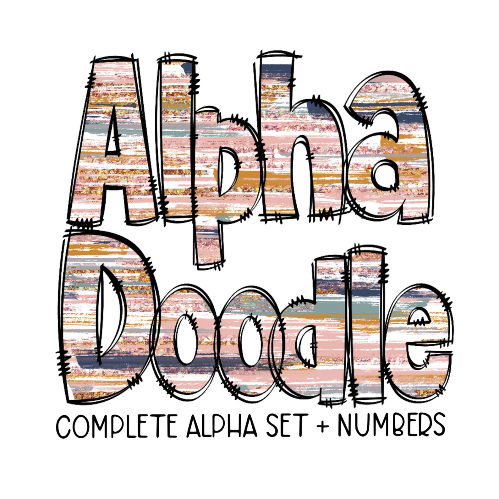 Glitter Brush Stroke Alpha Doodles Doodle Letters - Etsy