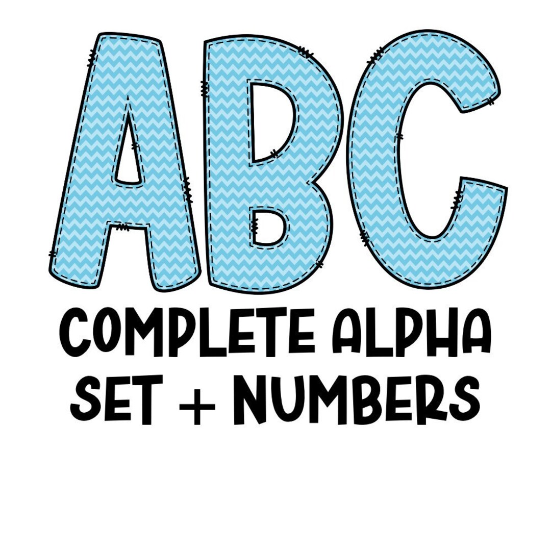 Blue Chevron Alpha Doodles | Doodle Letters | Sublimation Downloads ...