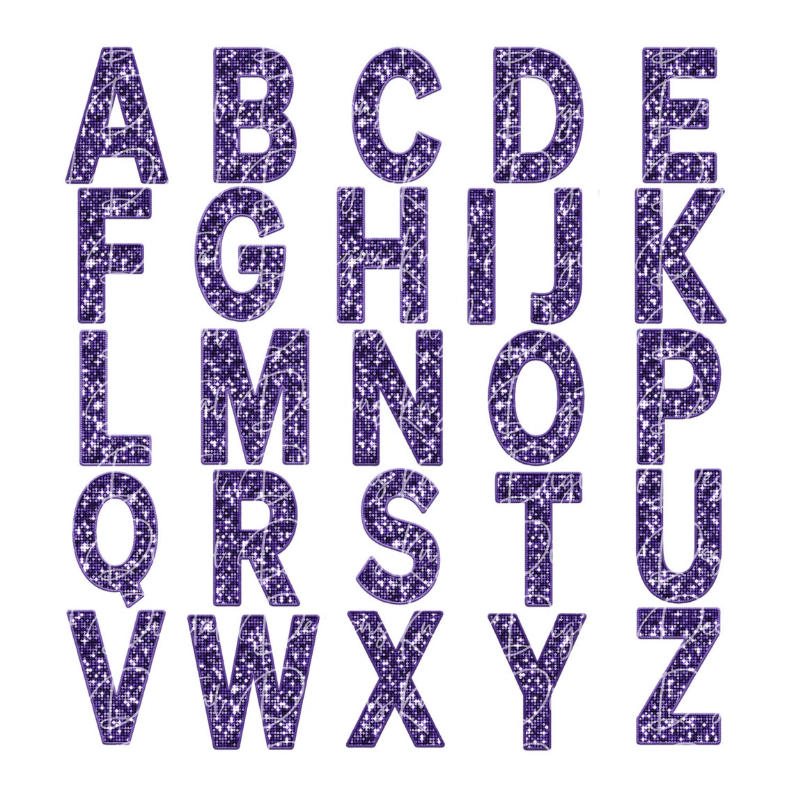 Purple Sequin Embroidered Alpha Doodles | Doodles for Pngs | Alpha ...