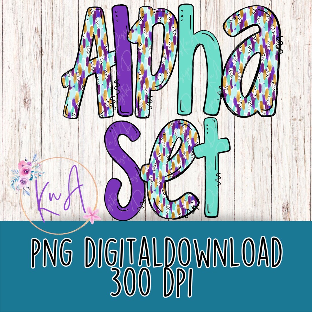 Purple Teal Messy Brushstroke Doodles | Doodle Letters | Alpha Bundle ...