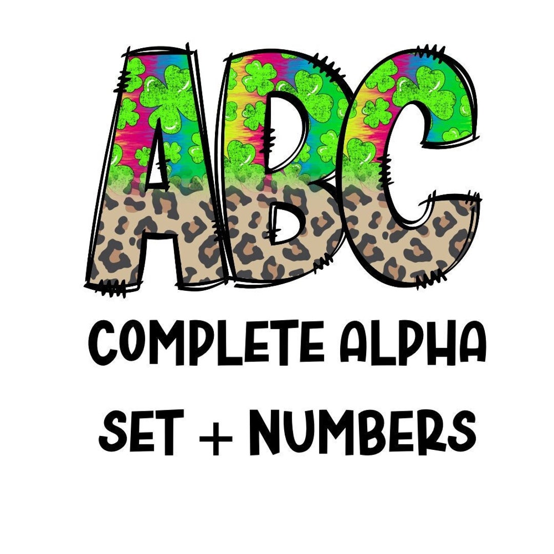 Leopard Shamrock Alpha Doodles | Doodle Letters | Lowercase, Numbers ...