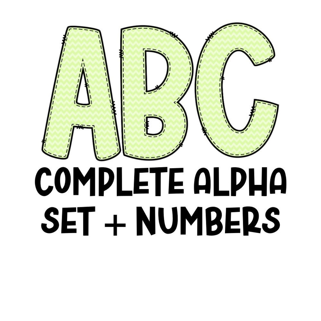 Light Green Chevron Alpha Doodles | Doodle Letters | Sublimation ...