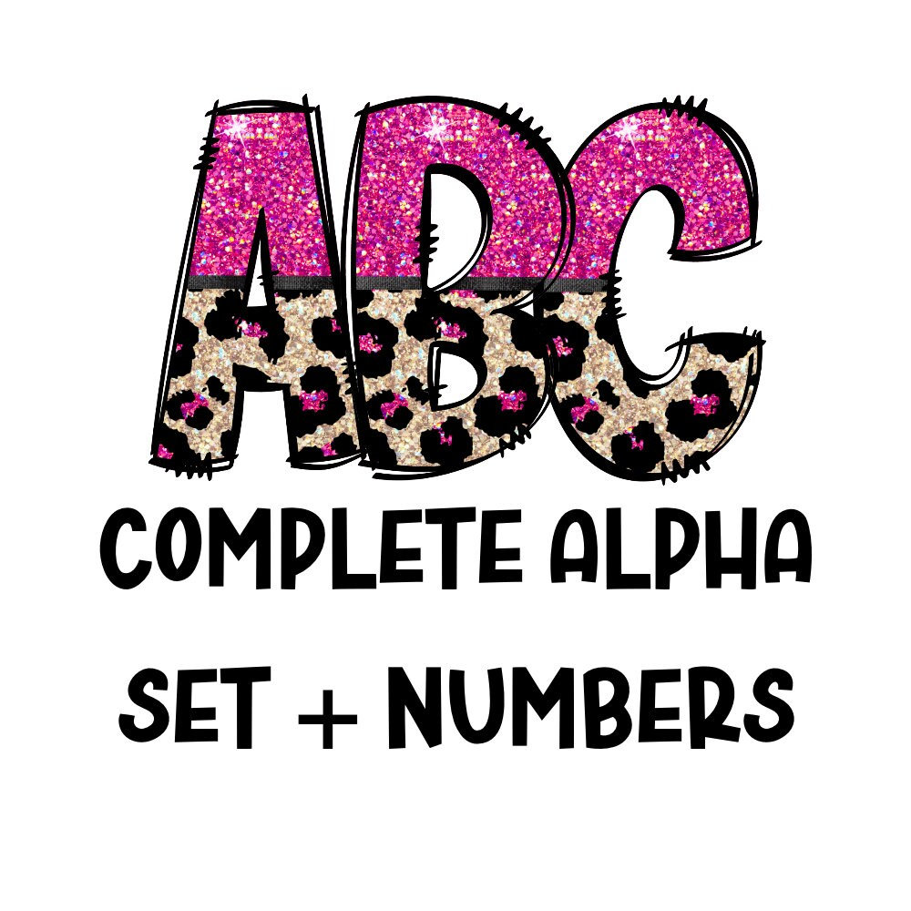 Pink Glitter Leopard Print Alpha Doodles Doodle Letters Lowercase ...