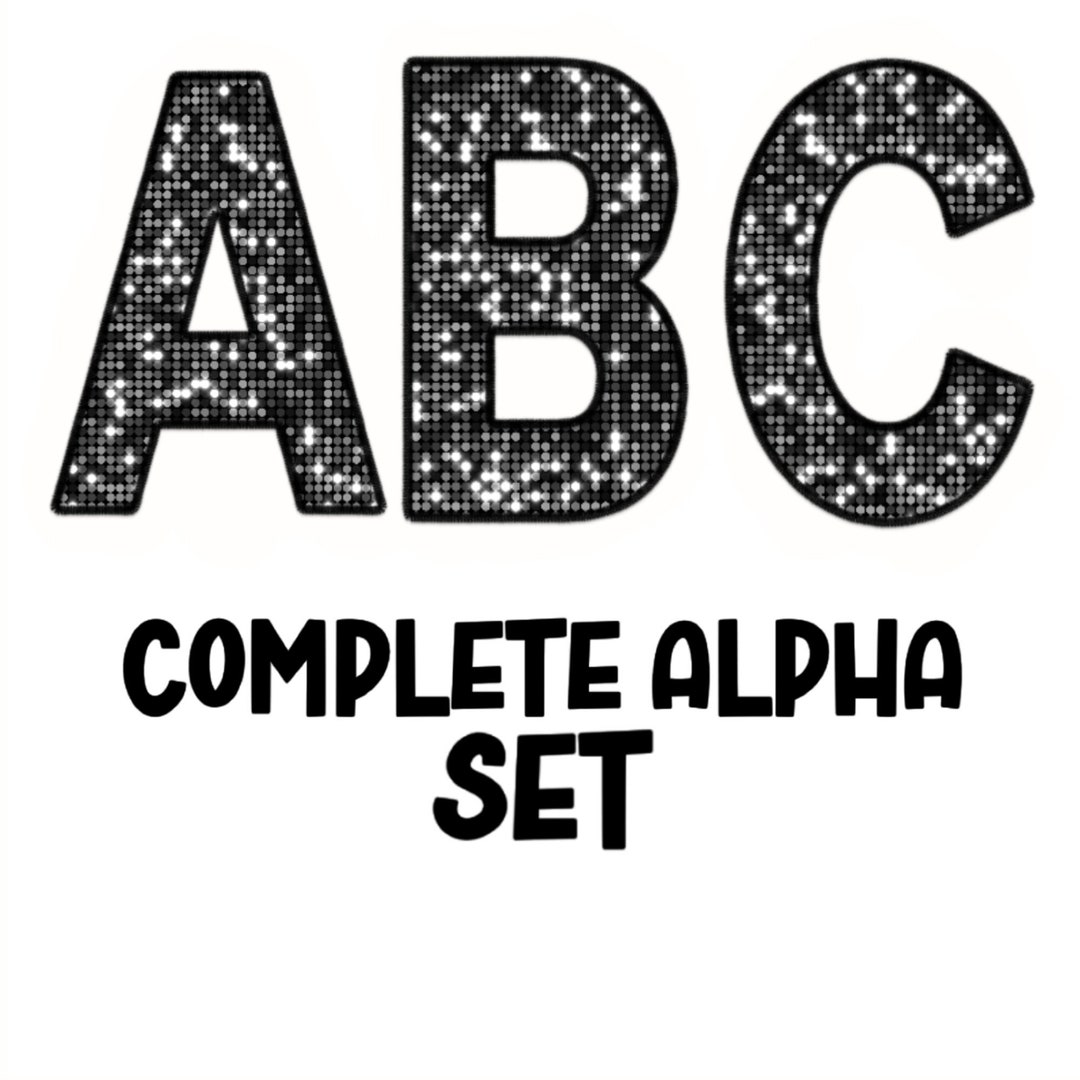 Black Faux Sequin Embroidered Alpha Doodles | Doodles for Pngs | Alpha ...