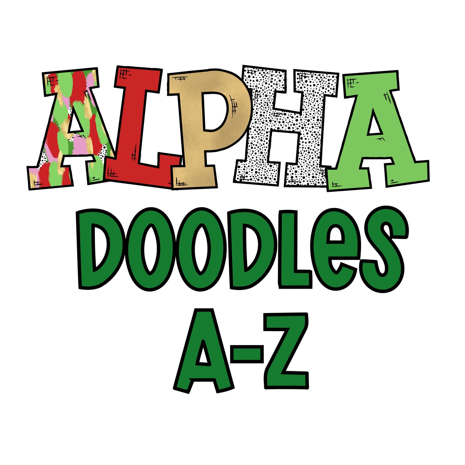 Prickly Christmas Messy Brushstroke Doodles | Doodle Letters ...