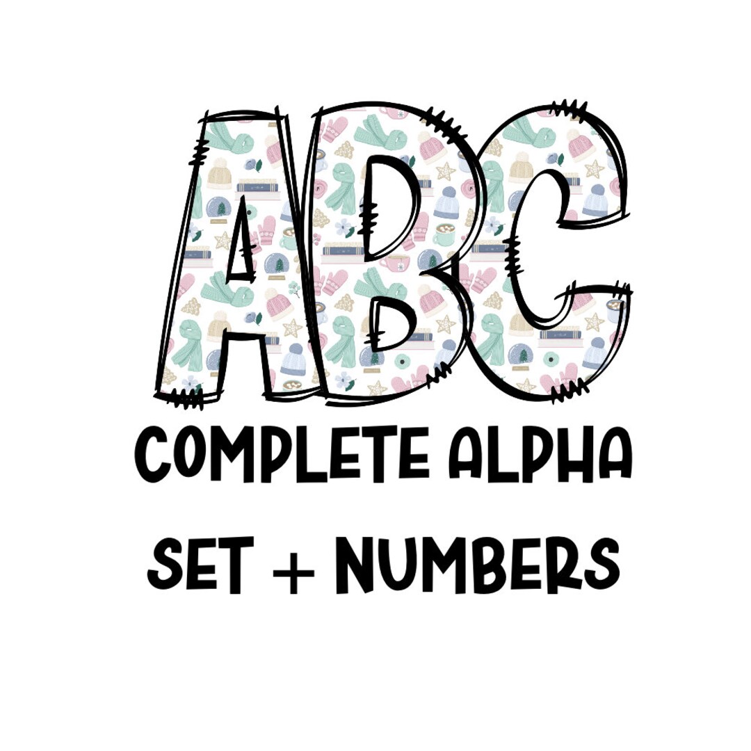 Christmas Collage Alpha Doodles | Doodle Letters | Lowercase, Numbers ...