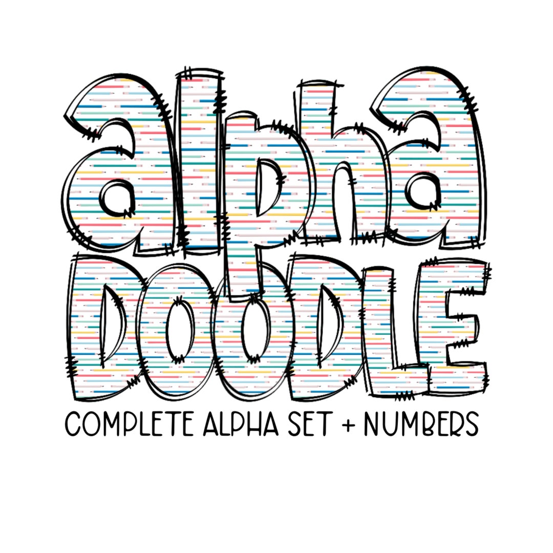 Pencils Alpha Doodles | Doodle Letters | Lowercase, Numbers, Capital ...