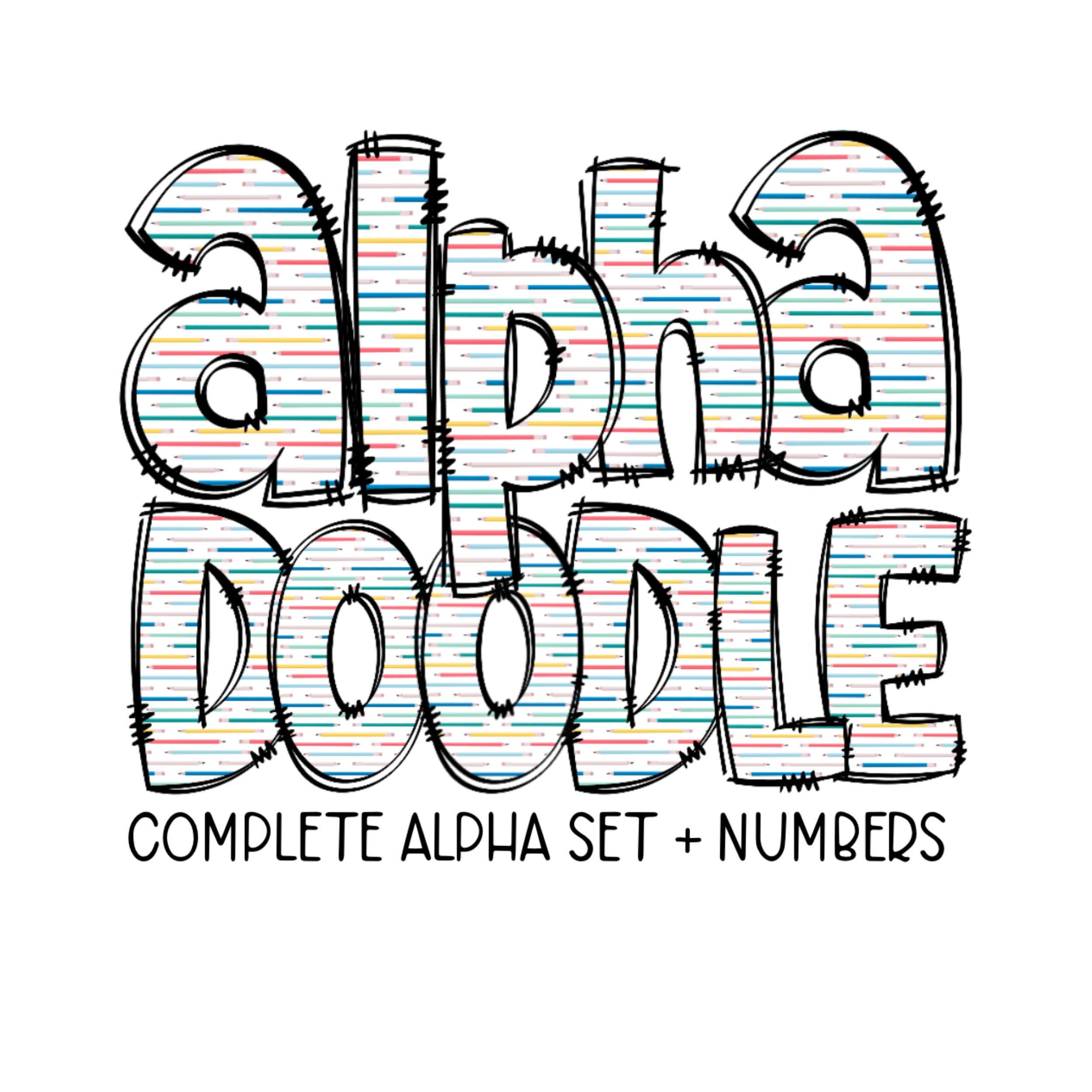 Pencils Alpha Doodles | Doodle Letters | Lowercase, Numbers, Capital ...