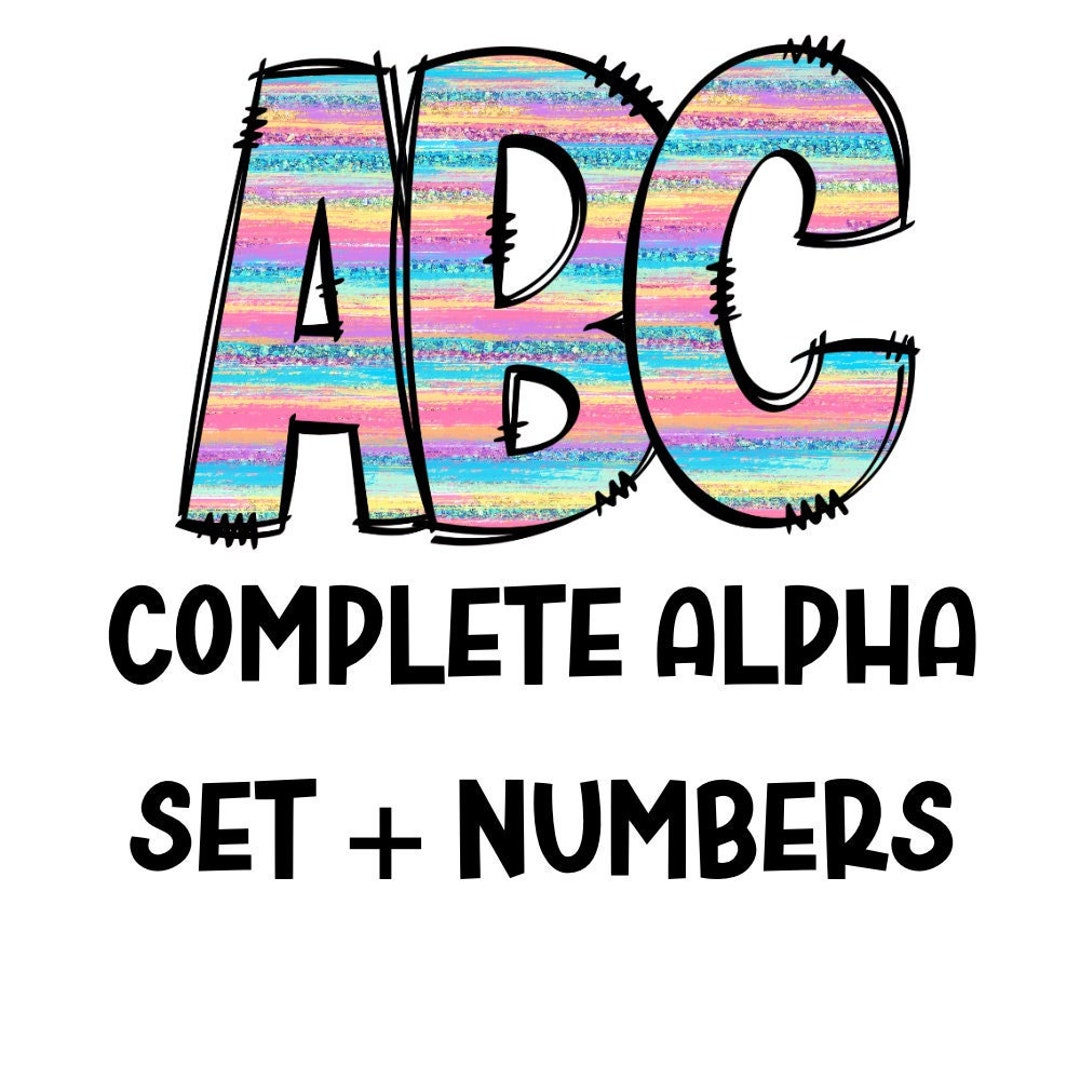 Glitter Paint Strokes Alpha Doodles | Doodle Letters | Lowercase ...