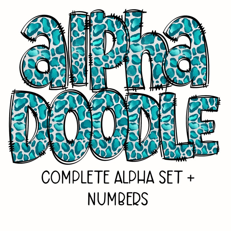 Blue Leopard Alpha Doodles | Doodle Letters | Lowercase, Numbers ...