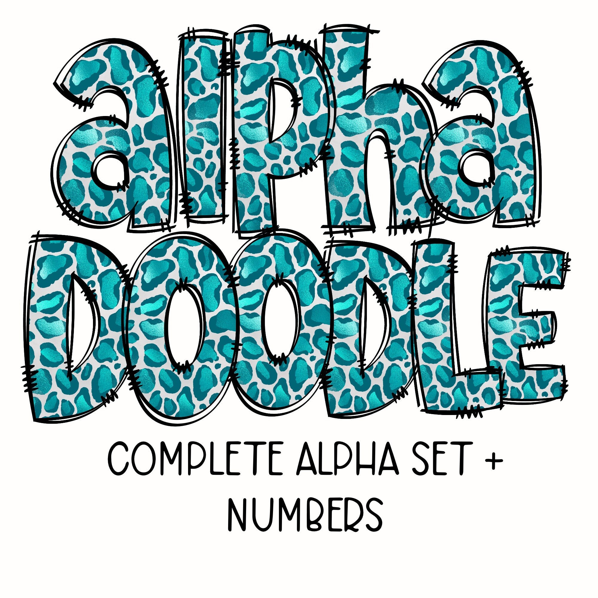 Blue Leopard Alpha Doodles | Doodle Letters | Lowercase, Numbers ...