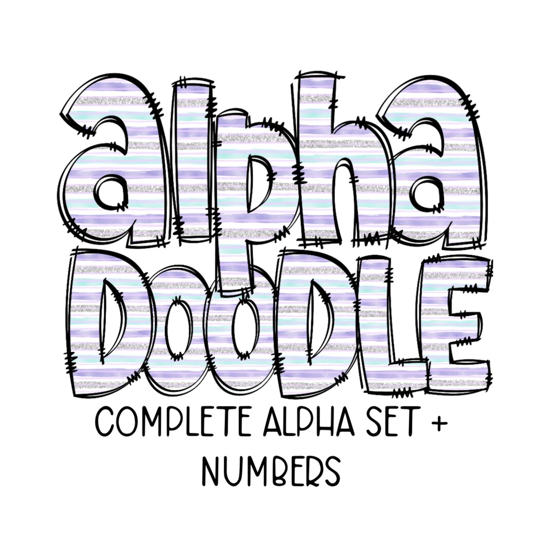 Purple Glitter Stripes Alpha Doodles | Doodle Letters | Lowercase ...