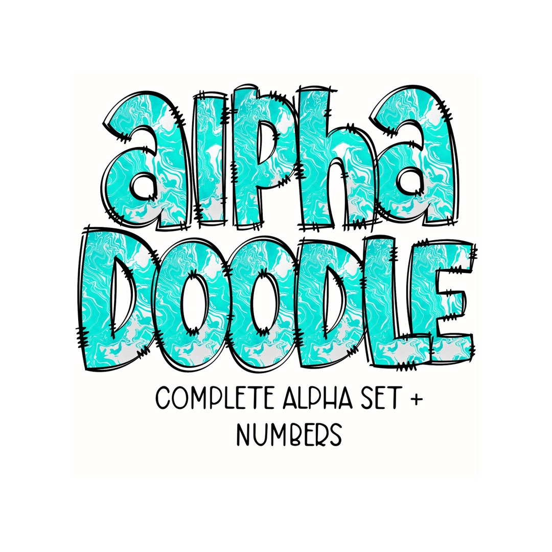 Blue Swirl Alpha Doodles | Full Set Alphabet | Lowercase, Numbers ...