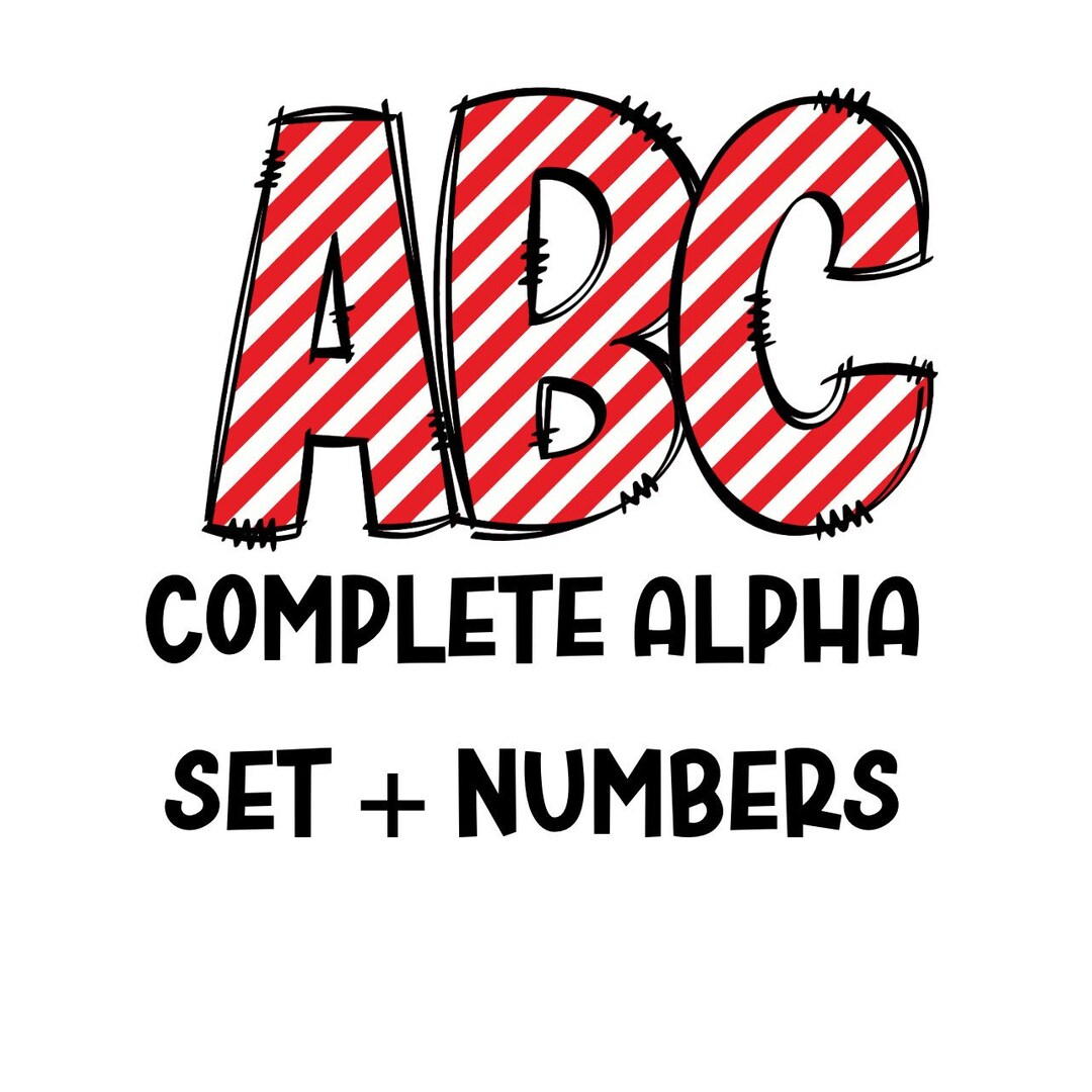 Red and White Stripes Alpha Doodles | Doodle Letters | Lowercase ...