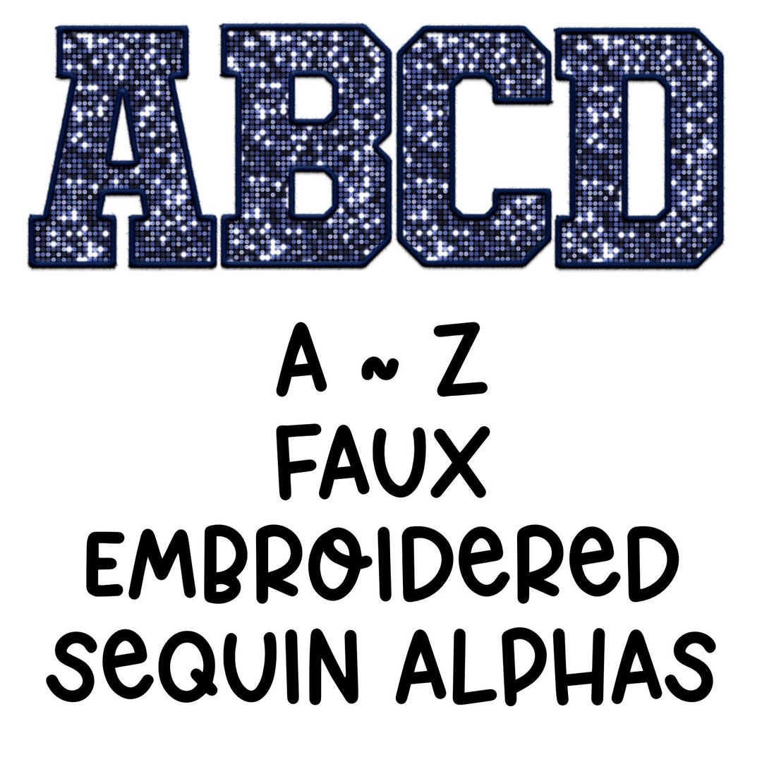 Dark Blue Varsity Sequin Embroidered Alpha Doodles | Doodles for Pngs ...