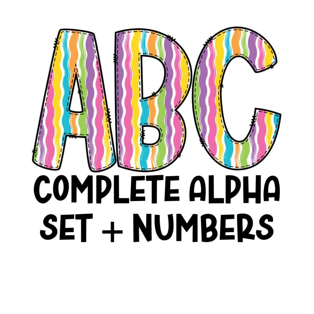 Bright Brush Strokes Alpha Doodles | Doodle Letters | Sublimation ...