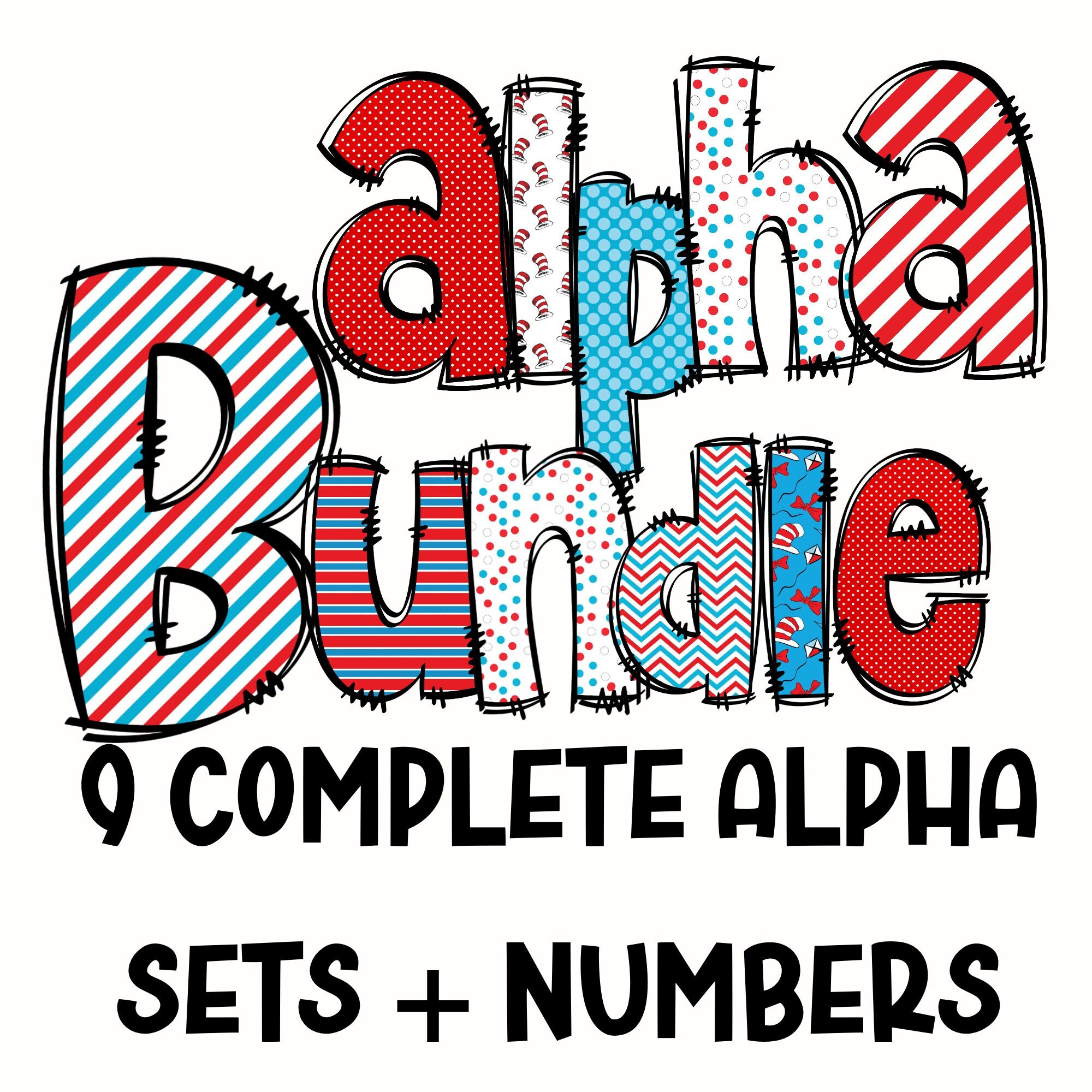 Read Across America Alpha Doodles | Doodle Letters | Lowercase, Numbers, Capital Letters | PNG ...