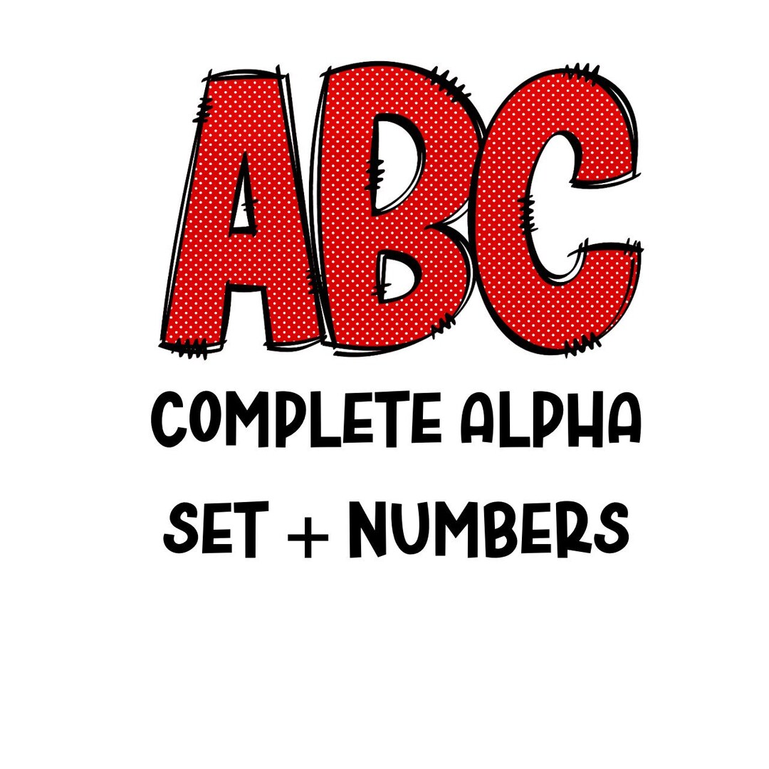 Red and White Dot Alpha Doodles | Doodle Letters | Lowercase, Numbers ...