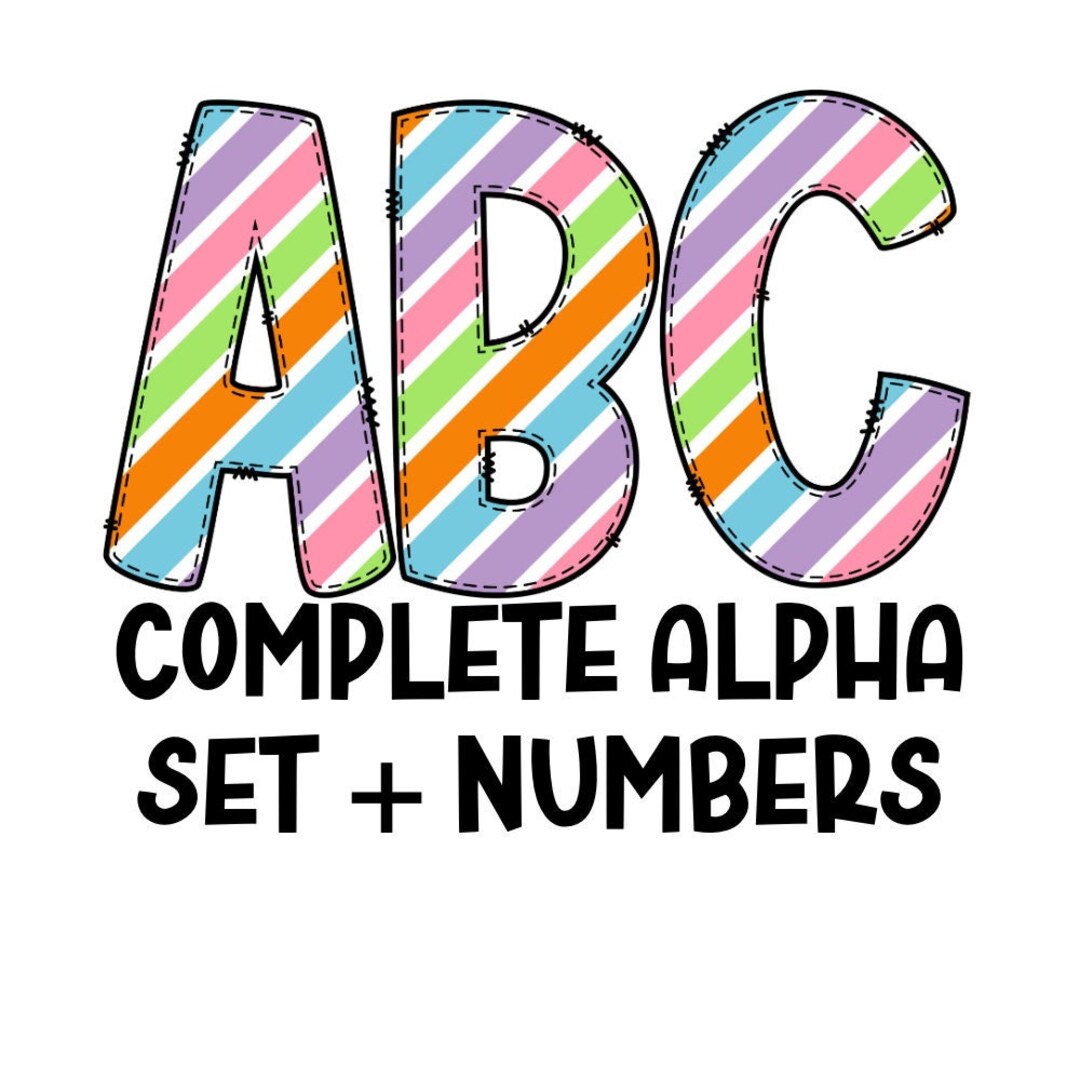 Bright Lines Alpha Doodles | Doodle Letters | Sublimation Downloads ...