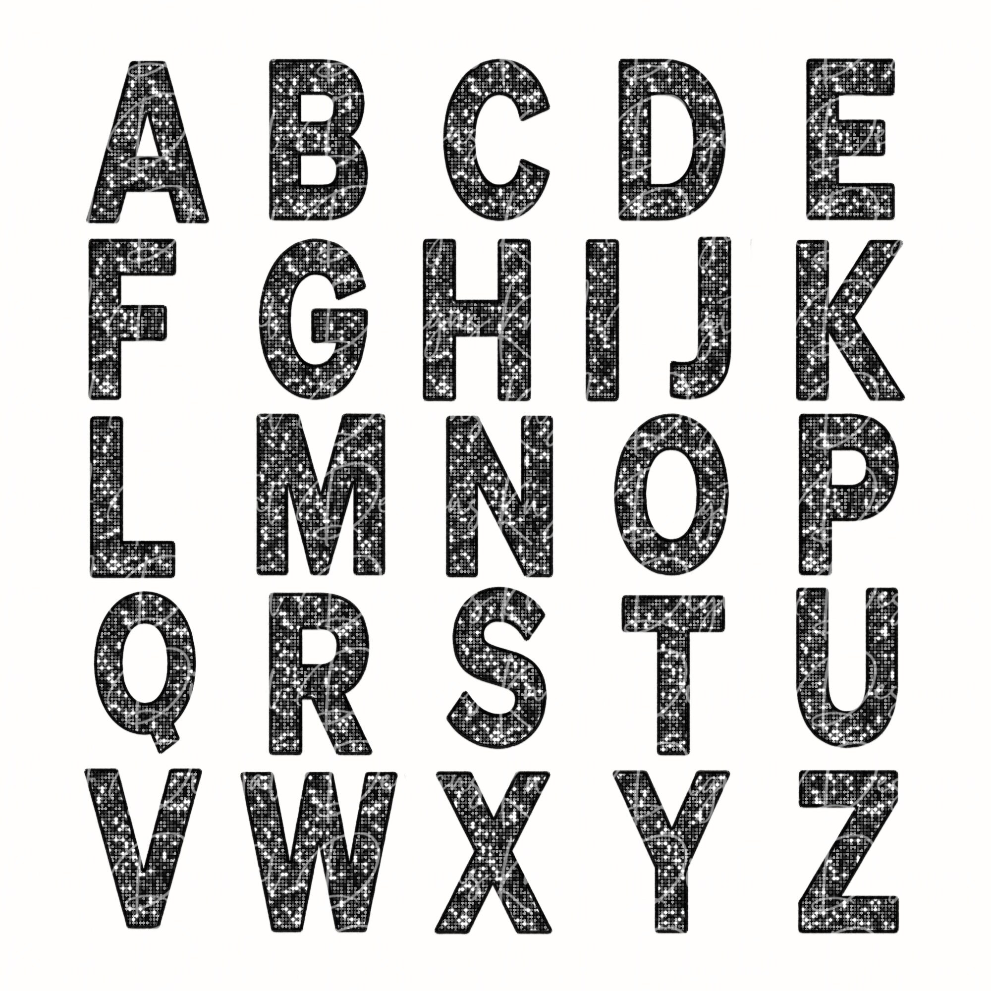 Black Faux Sequin Embroidered Alpha Doodles Doodles for Pngs Alpha ...