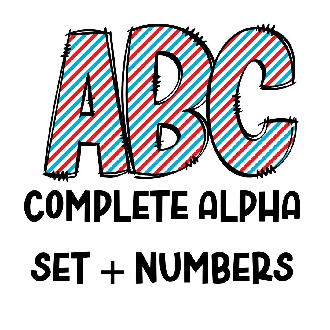 Red White Blue Stripes Alpha Doodles | Doodle Letters | Lowercase ...