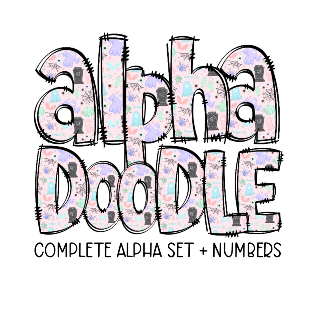Halloween Pastel Alpha Doodles | Doodle Letters | Lowercase, Numbers ...