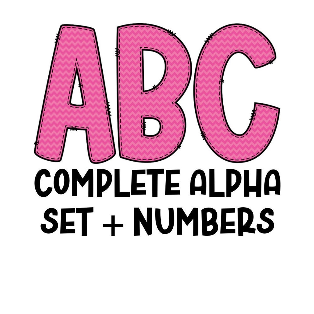 Pink Chevron Alpha Doodles | Doodle Letters | Sublimation Downloads ...