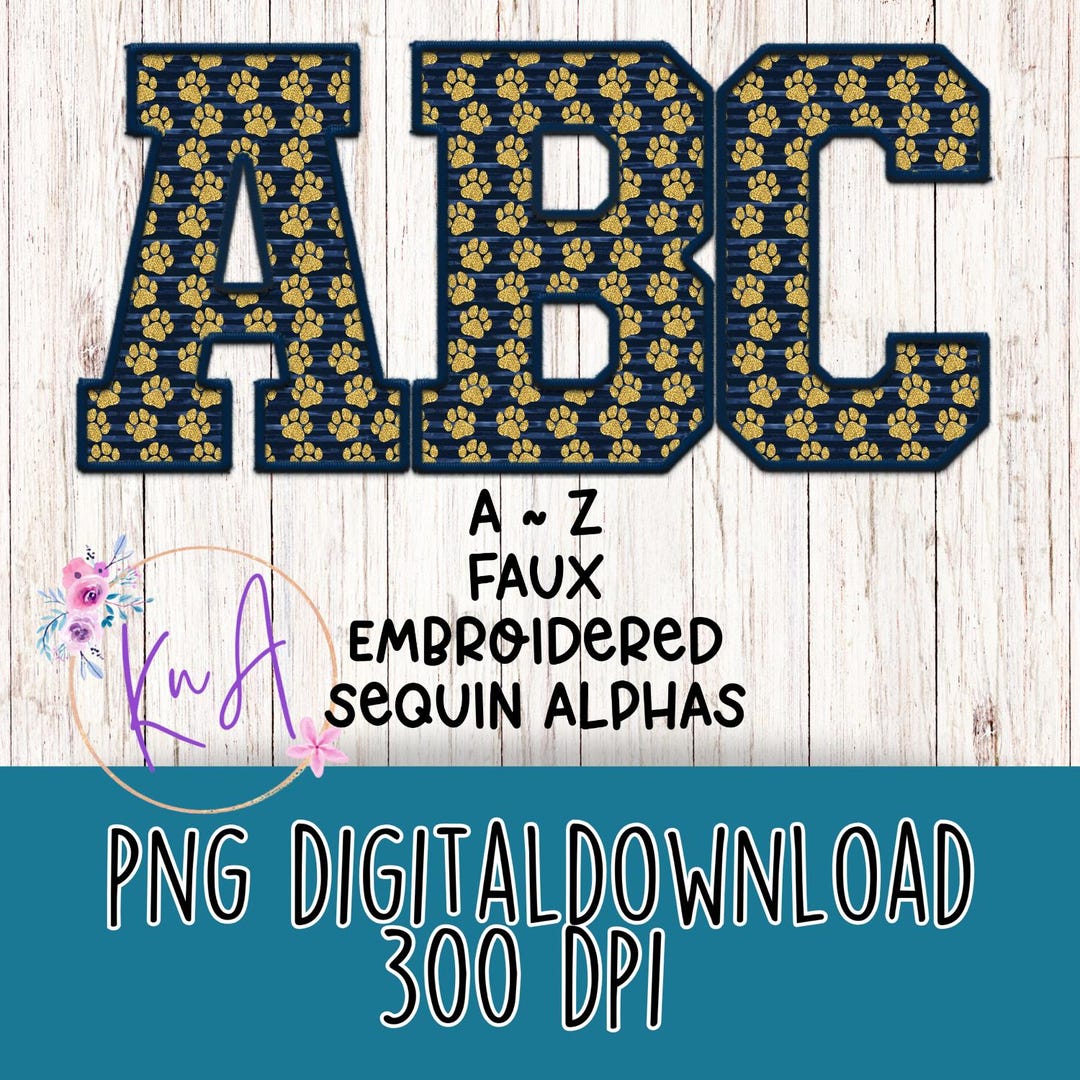 Navy Vegas Gold Glitter Paws Embroidered Alpha Doodles | Doodles for ...