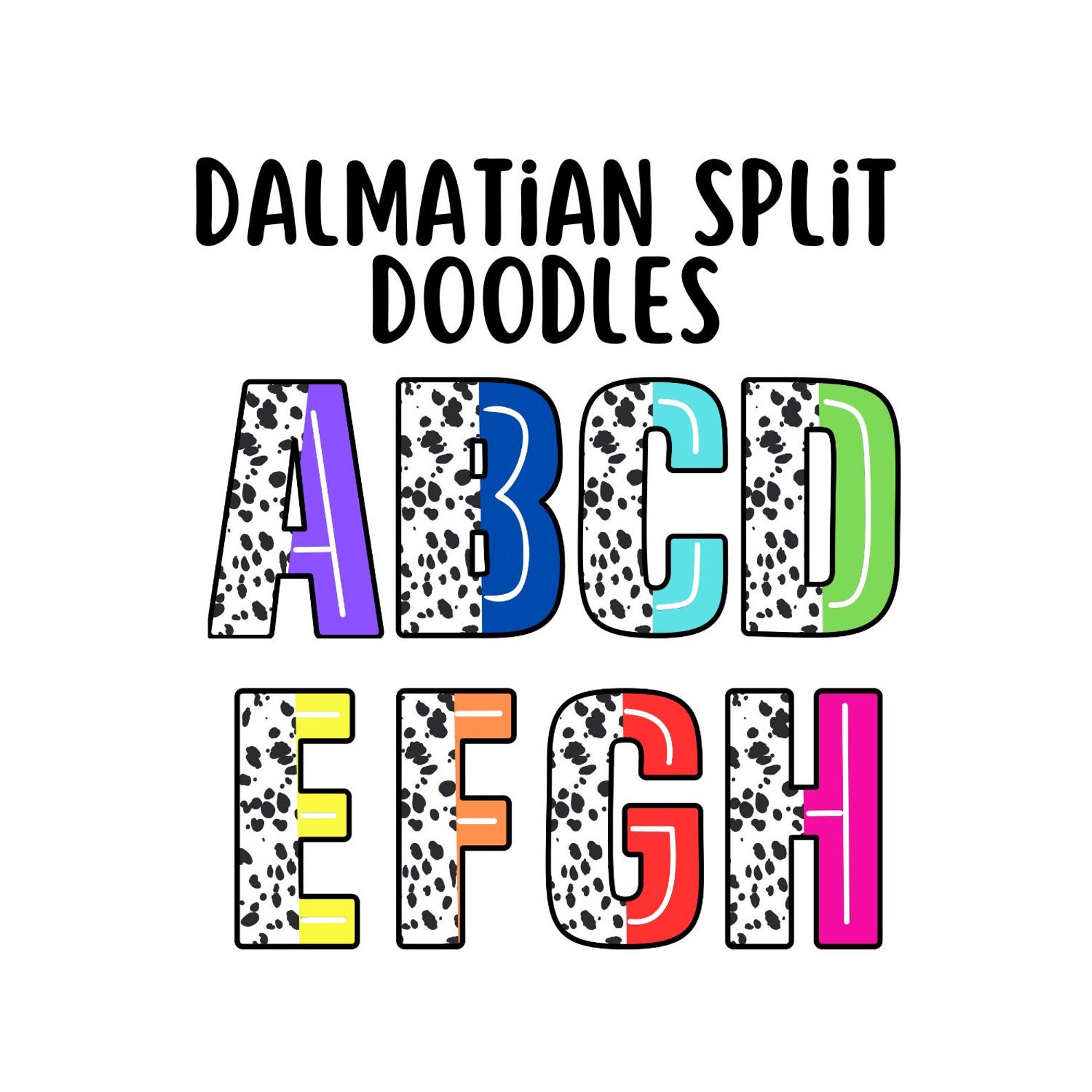 Dalmatian Split Alpha Doodles | Doodle Letters | Lowercase, Numbers ...