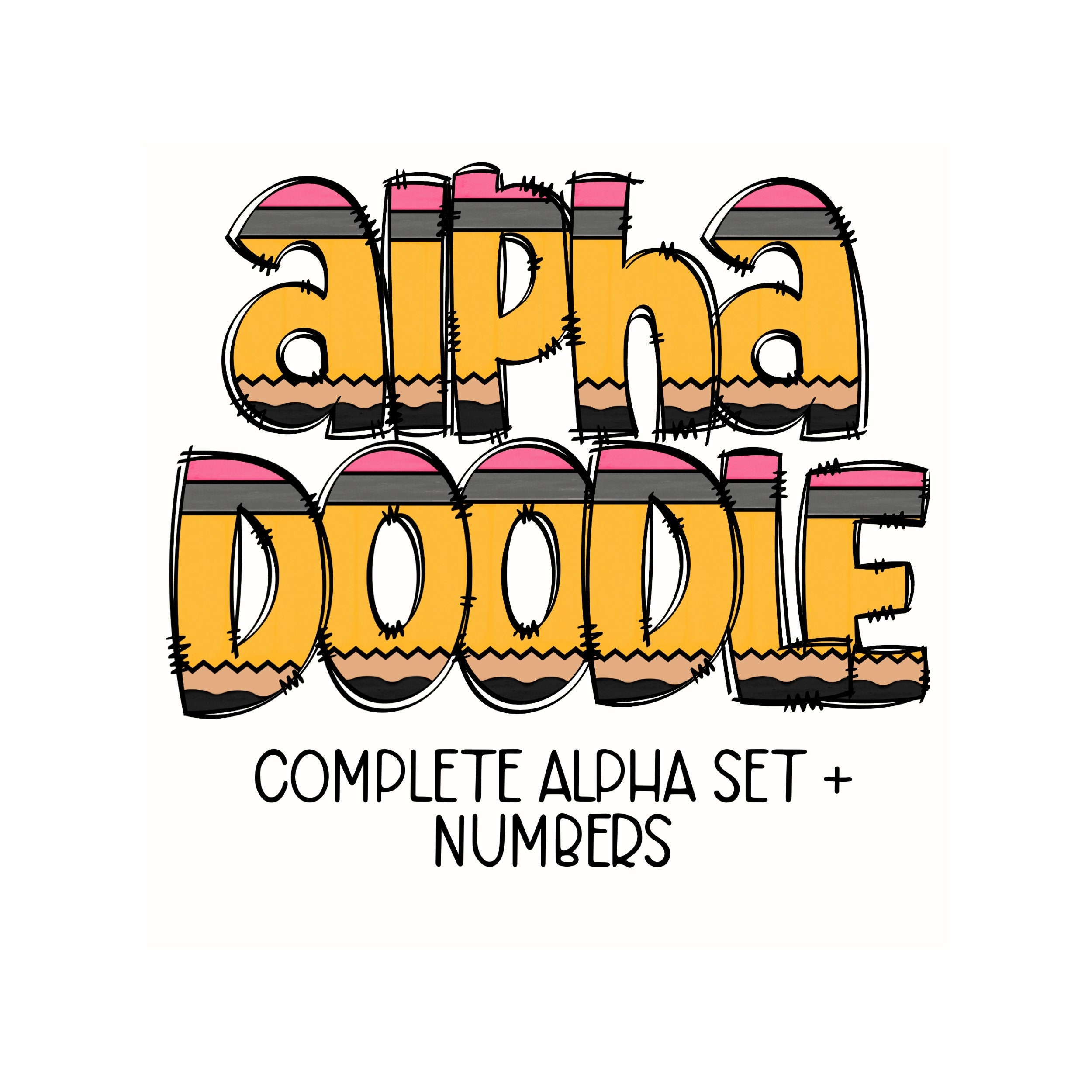 Pencil Alpha Doodles | Doodle Letters | Lowercase, Numbers, Capital ...