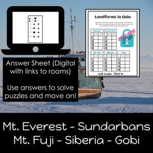 Landforms in Asia Geography Escape Room - Digital or Print (5th-9th ...